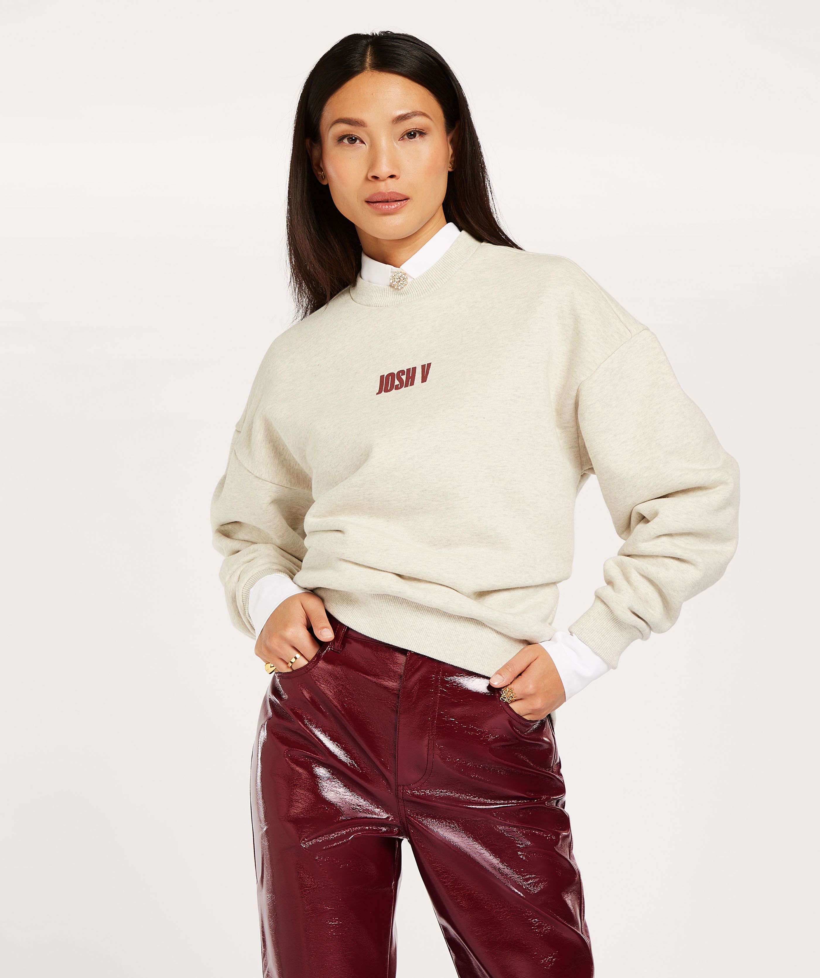 LENTHE regular fit sweater met logo - Salt Melange , JOSH V | Official ...