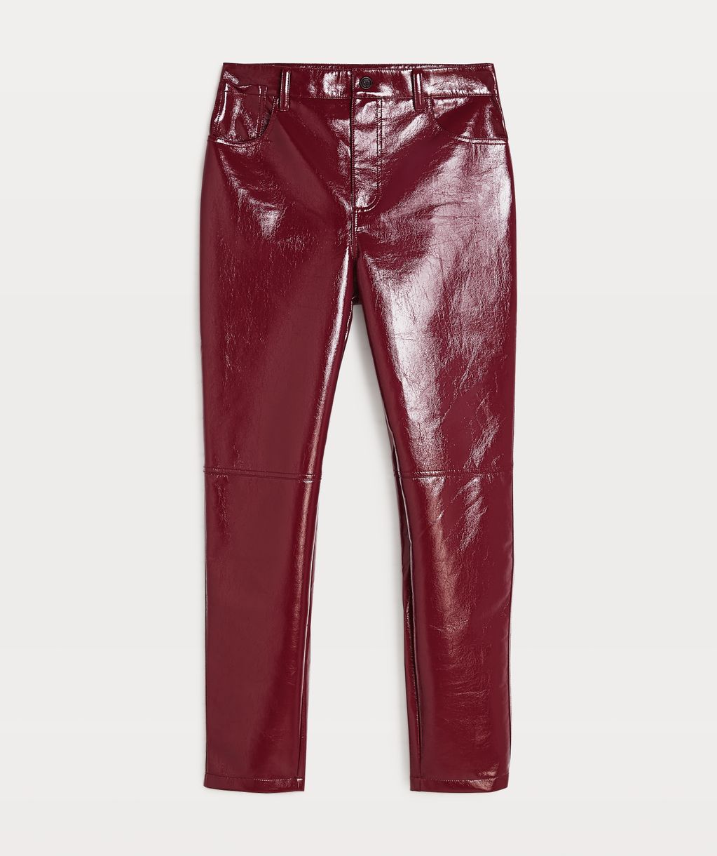 BO high rise girlfriend broek in lak look - Berry Red , JOSH V ...