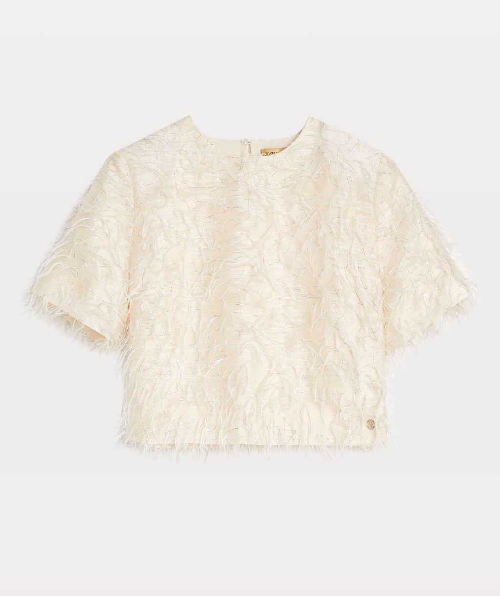 KILIANA cropped top met lurex - Cocoon White | JOSH V | Official online ...