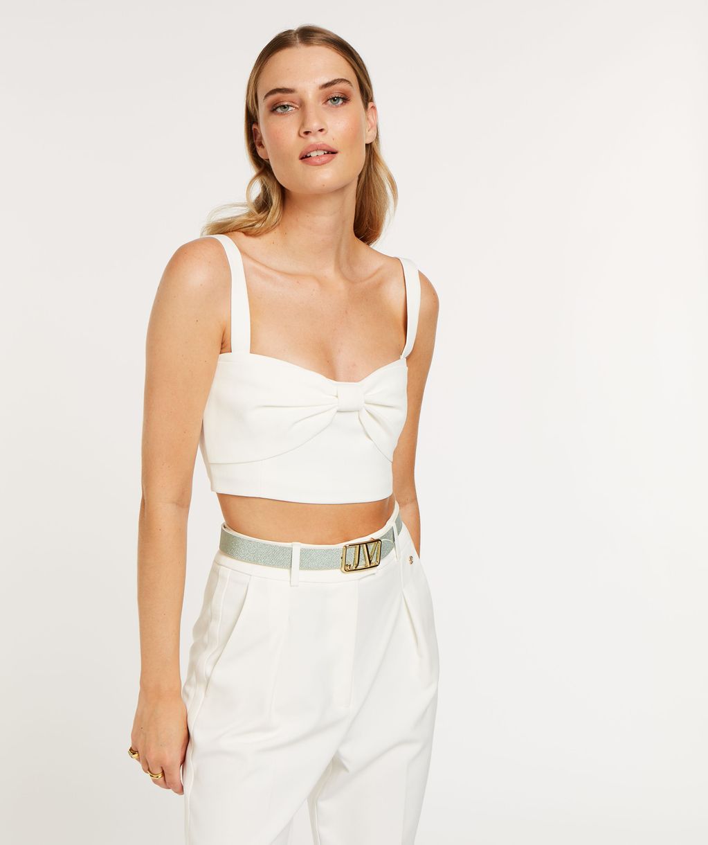 LAUDY fitted dames cropped top - Off White | JOSH V | Official online shop