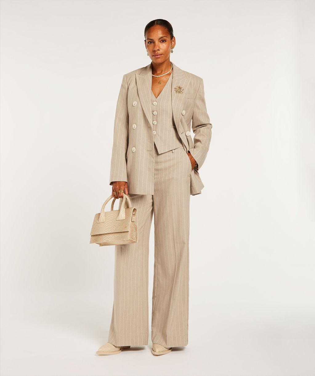 PLEUN regular fit blazer met krijtstreep - Warm Grey | JOSH V ...