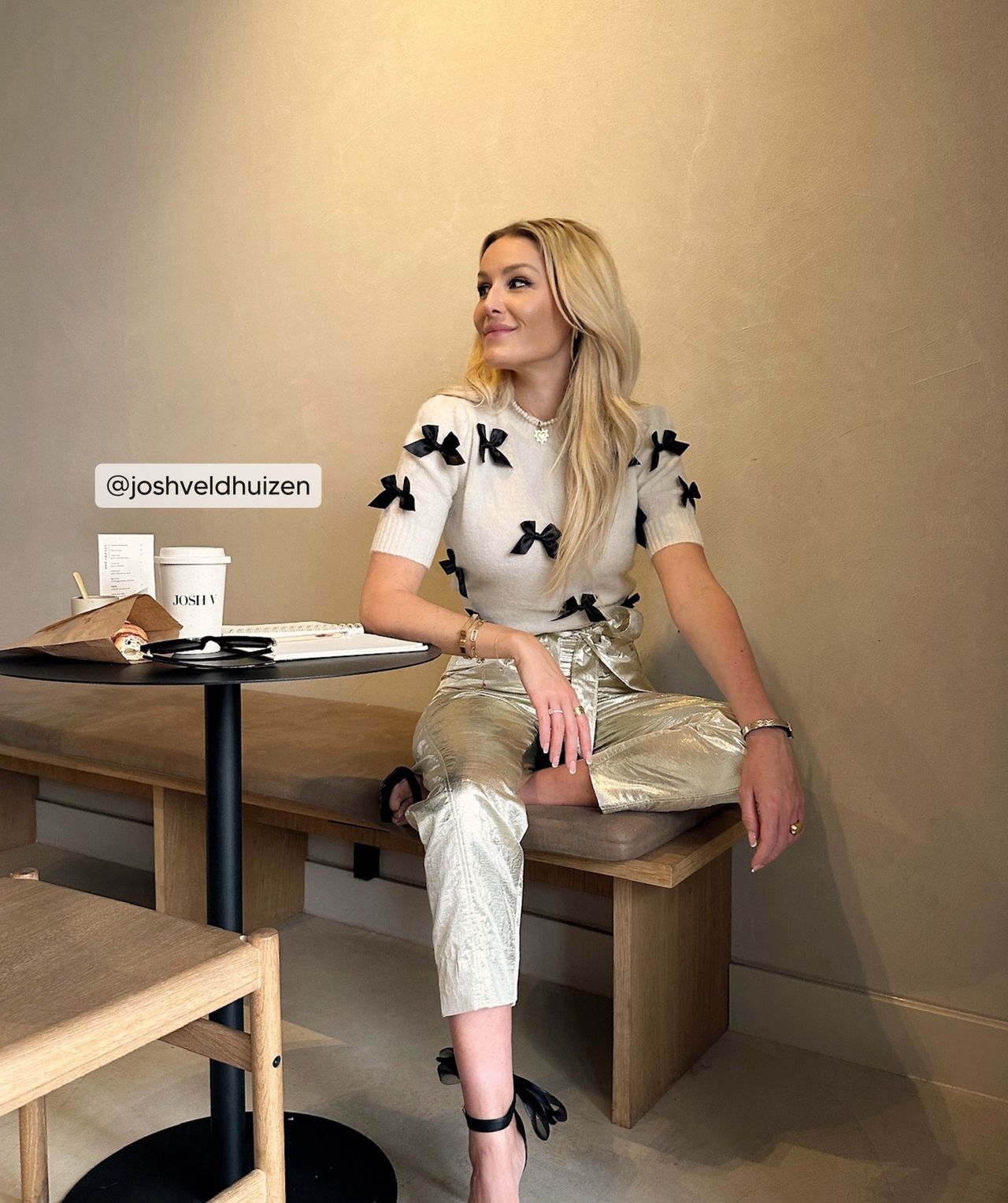 FRANKA BOW fitted top with merino wool - Cocoon White | JOSH V ...