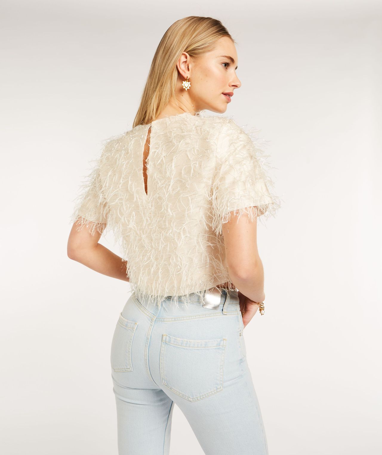 KILIANA cropped top met lurex - Cocoon White | JOSH V | Official online ...
