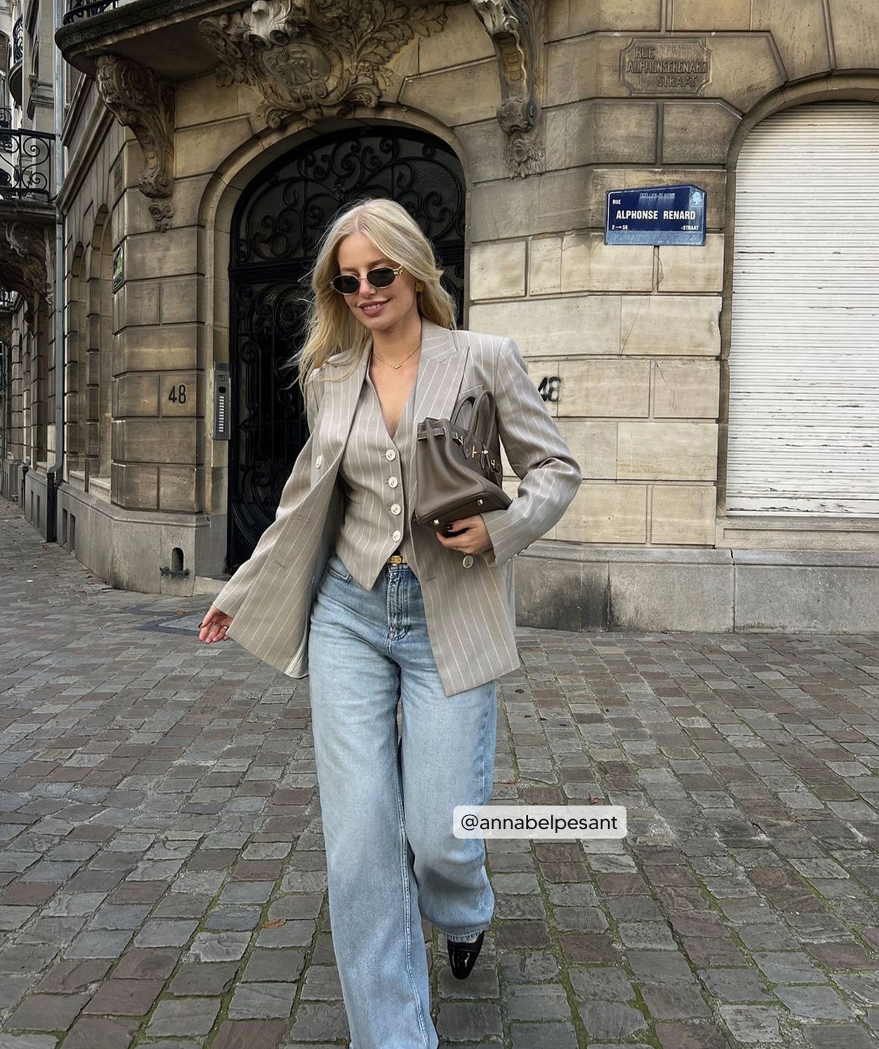 PLEUN regular fit blazer met krijtstreep - Warm Grey | JOSH V ...
