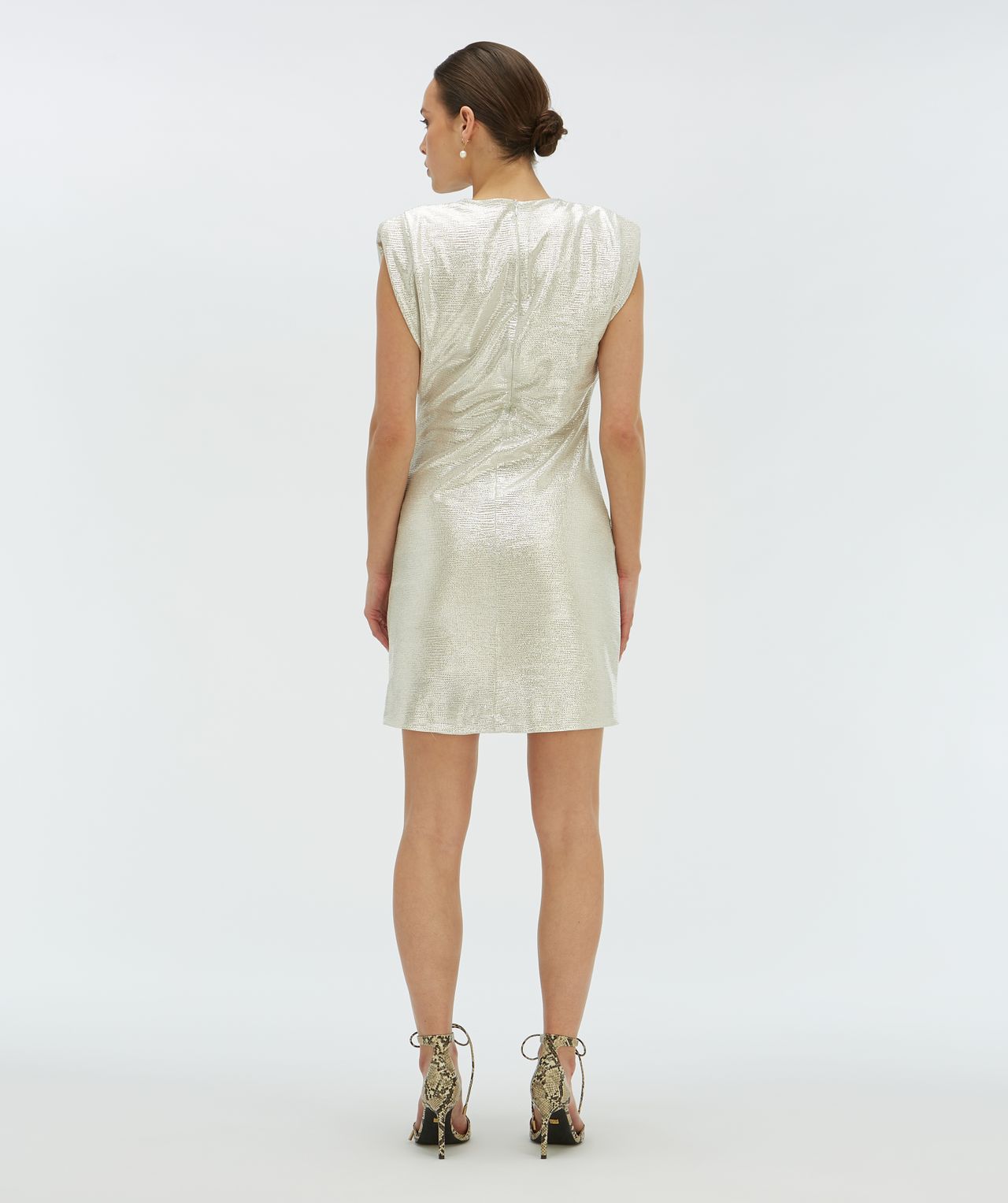 PORTIA slim fit jurk in metallic Silver Glitter - JOSH V | Official ...
