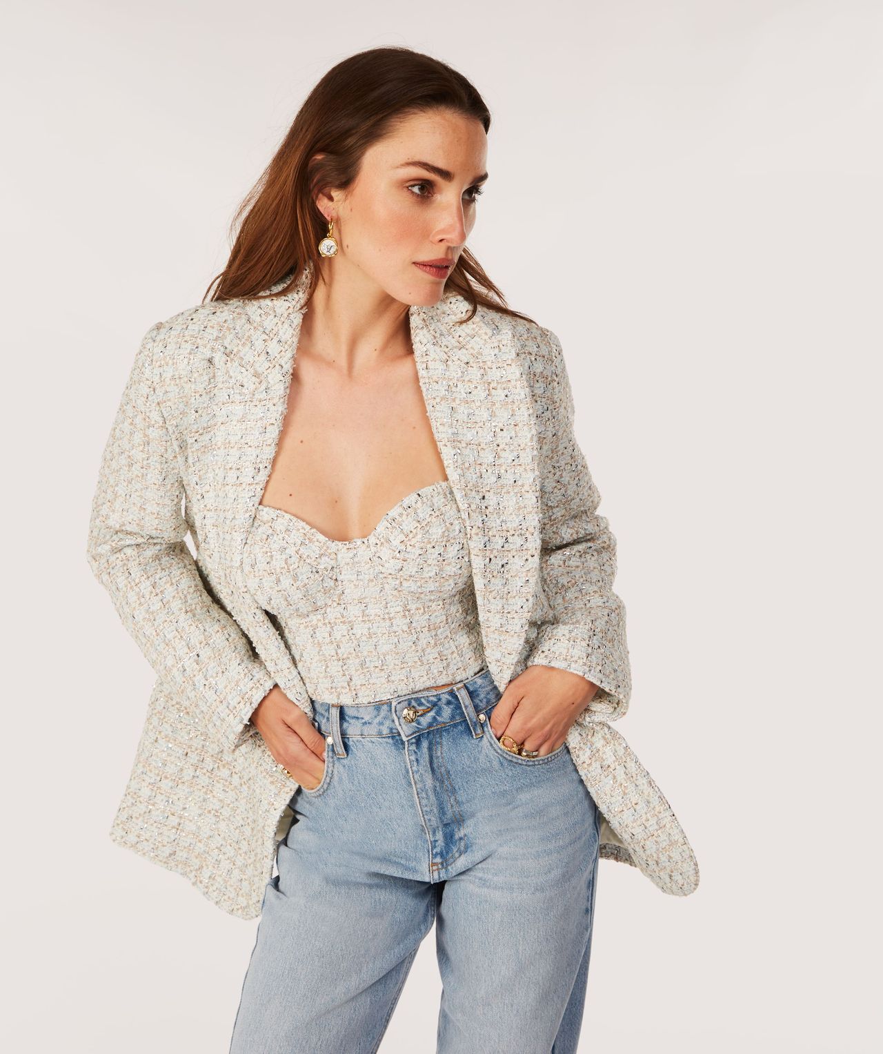 SALLY slim fit dames bustier met lurex | JOSH V | Official online shop