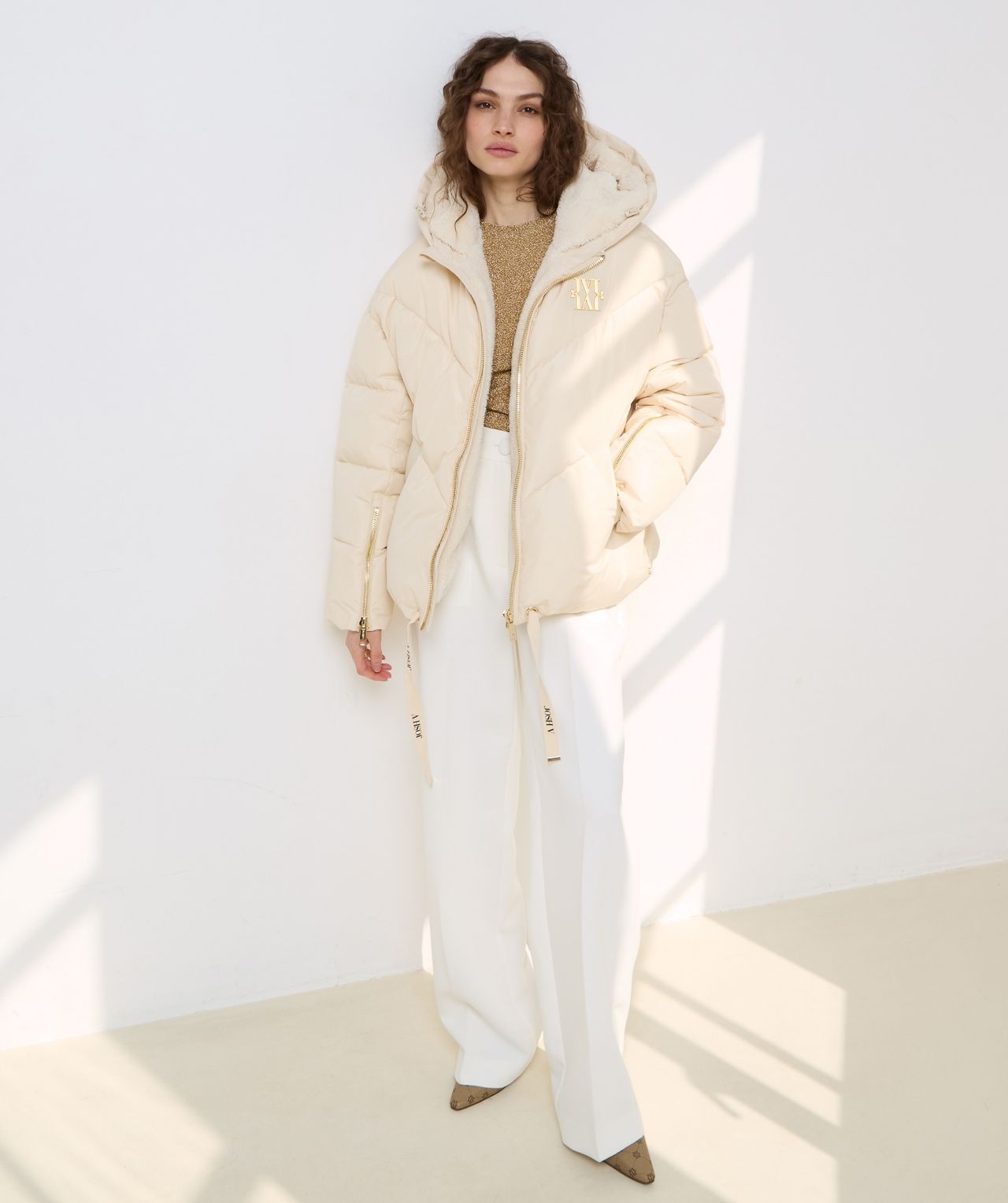 WRENNA oversized puffer coat Light Ecru l JOSH V | Official online shop
