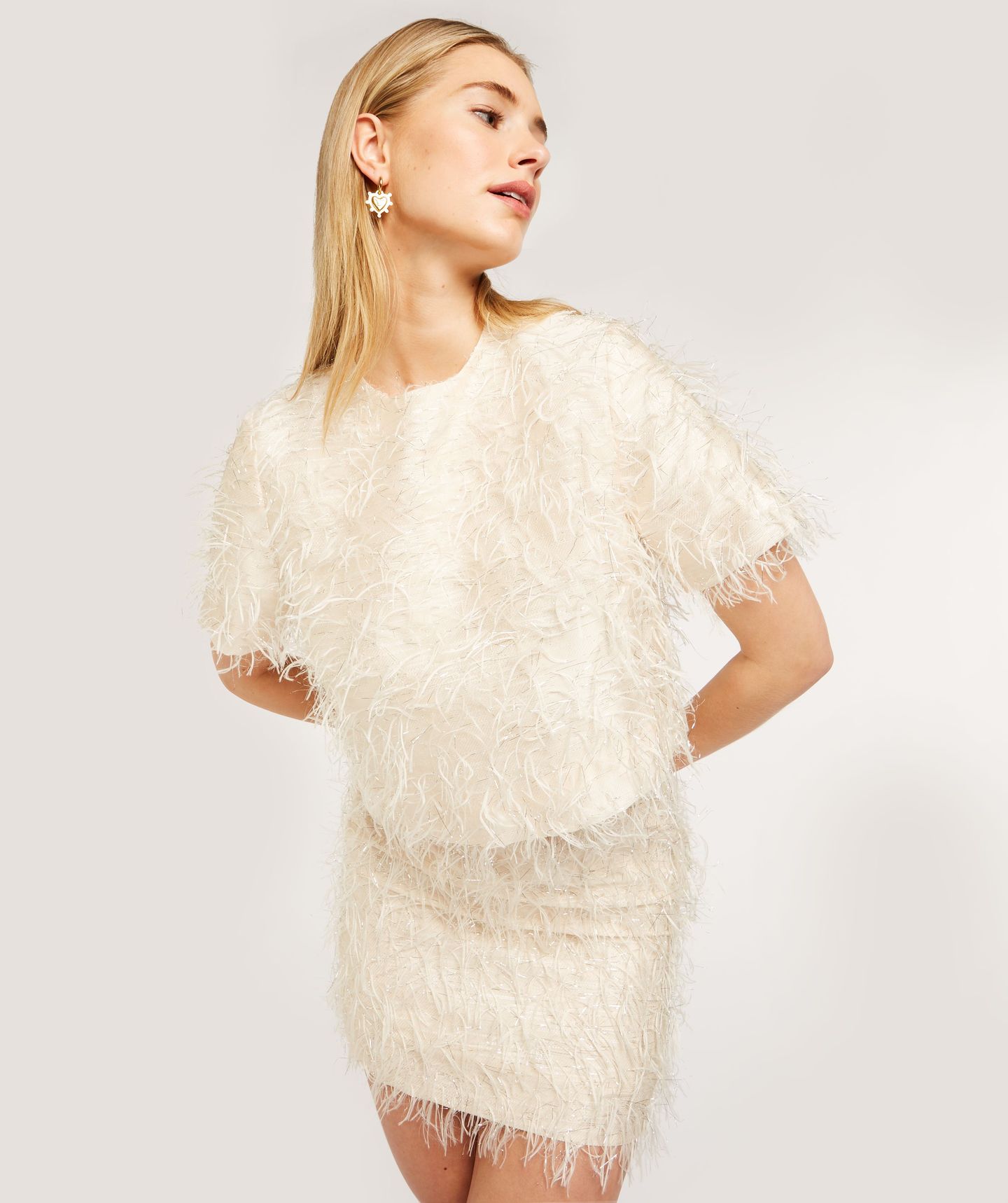 KILIANA cropped top met lurex - Cocoon White | JOSH V | Official online ...