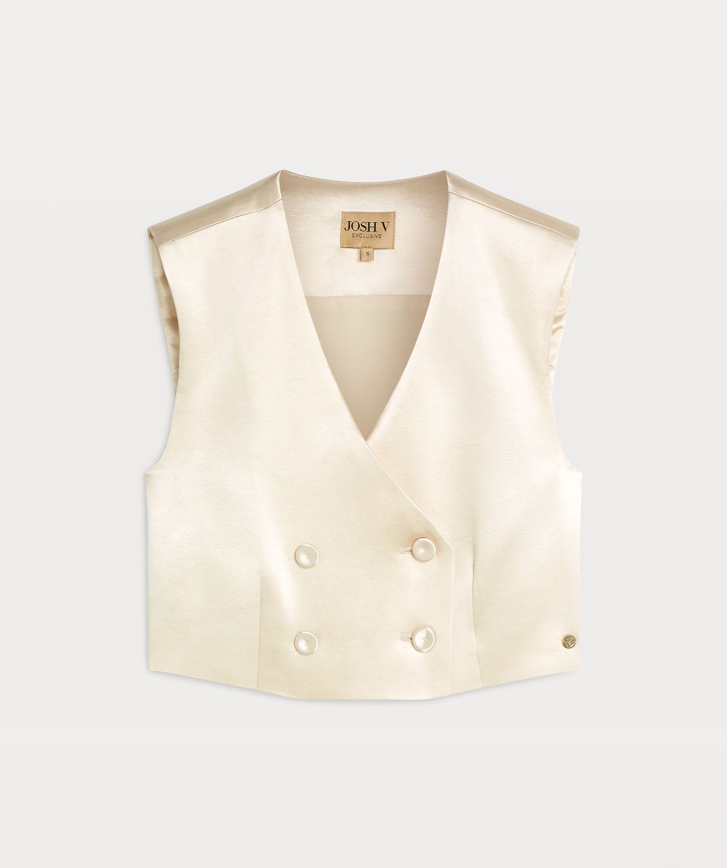 LEVA cropped gilet in satijn look - Ecru | JOSH V | Official online shop