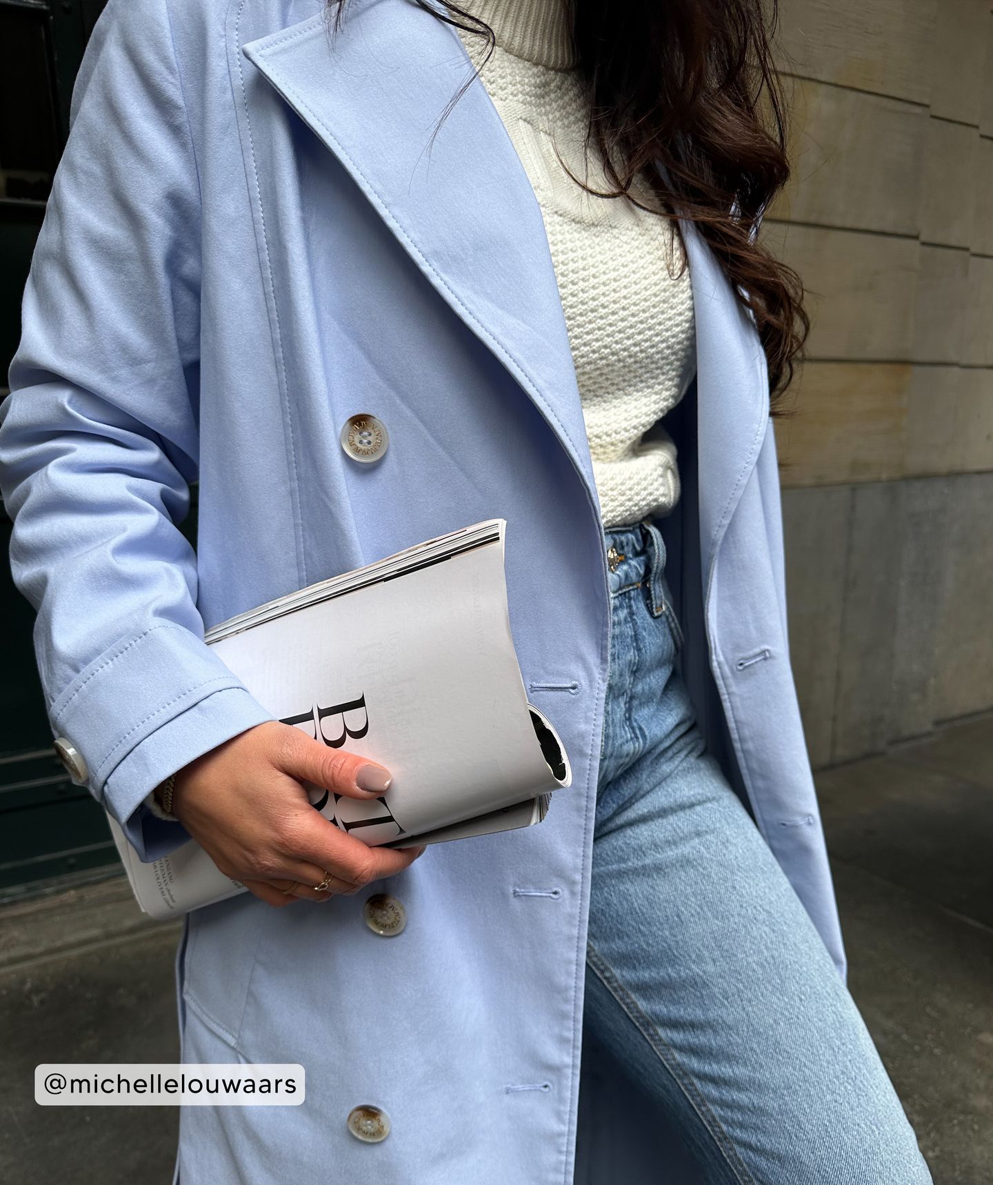 GINA dames jas - Quartz Blue Cocoon White | JOSH V | Official online shop