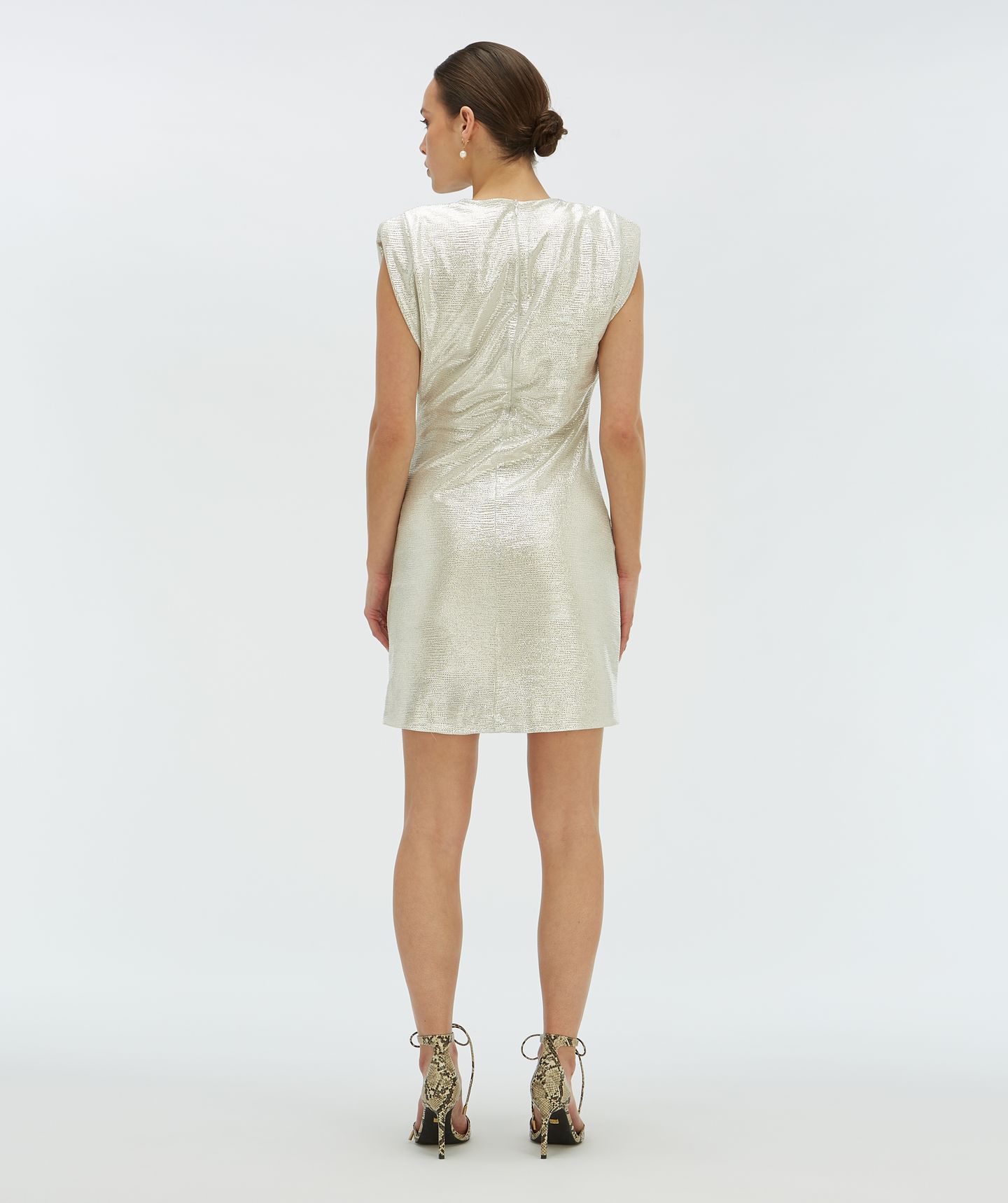 PORTIA slim fit jurk in metallic Silver Glitter - JOSH V | Official ...