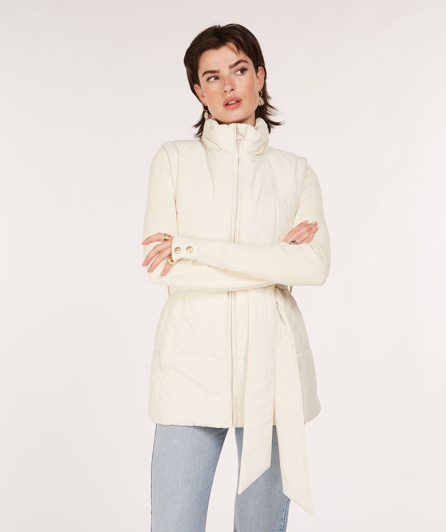 VERA regular fit dames jas met afritsbare mouwen - Light Ecru | JOSH V ...