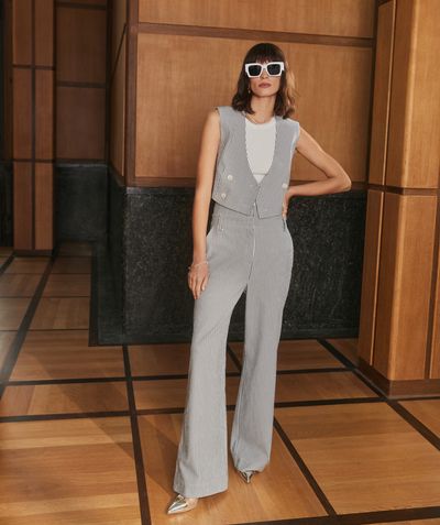 LEVA cropped gilet - Off White Graphite | JOSH V | Official online shop