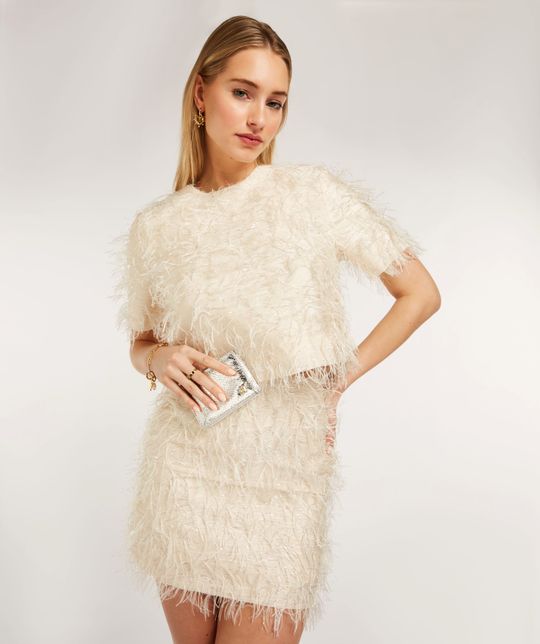 KILIANA cropped top met lurex - Cocoon White | JOSH V | Official online ...