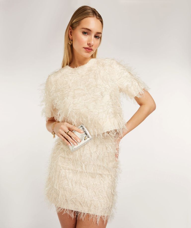 KILIANA cropped top met lurex - Cocoon White | JOSH V | Official online ...
