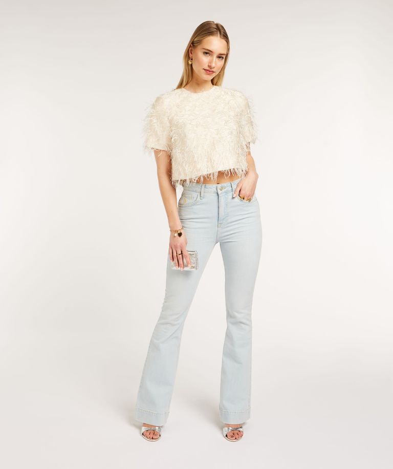 KILIANA cropped top met lurex - Cocoon White | JOSH V | Official online ...