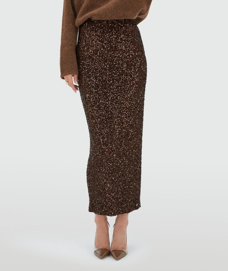LONNE midirok met pailletten Dark Brown l JOSH V | Official online shop