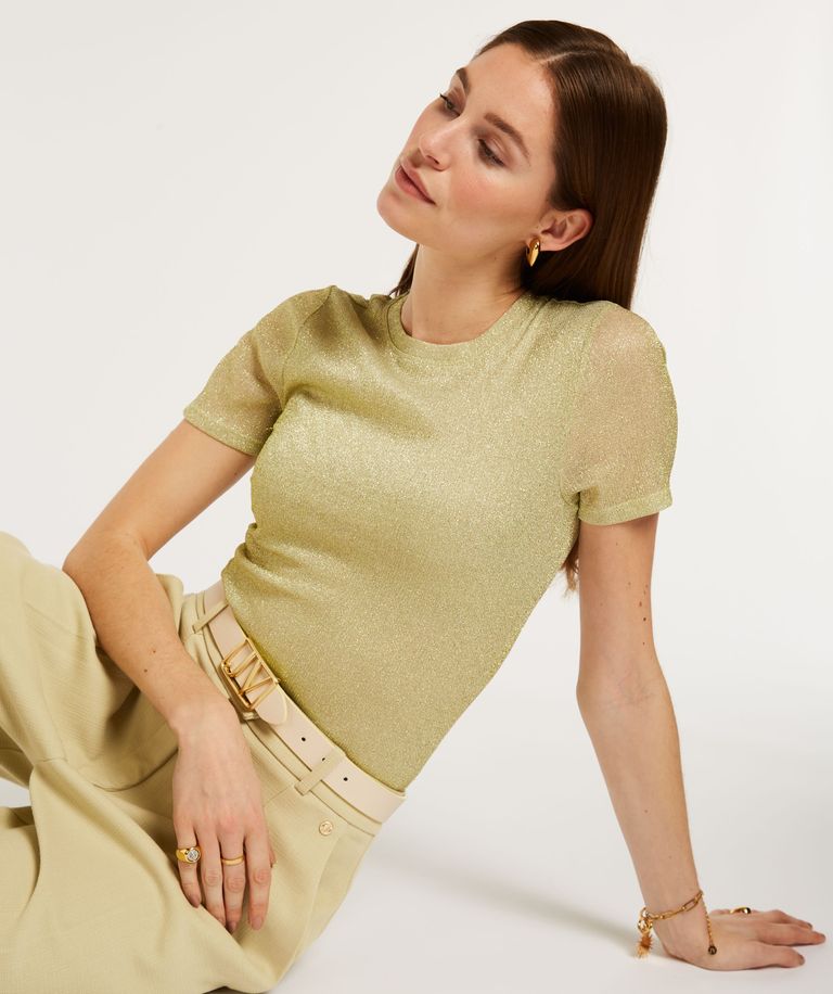 NEOMAY fitted top met glitter - Pistachio Glitter | JOSH V | Official ...