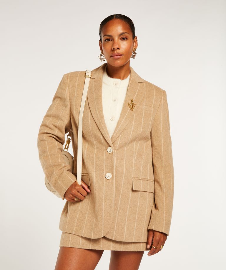 SADIE oversized blazer with pinstripe - Caramel Ecru - JOSH V ...