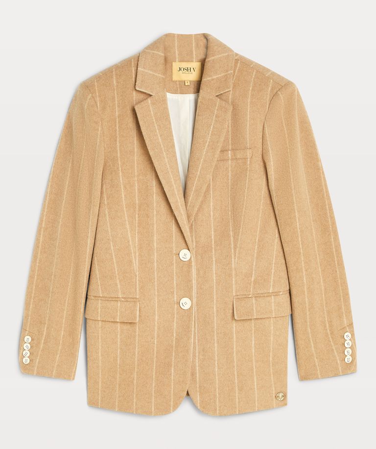 SADIE oversized blazer met krijtstreep - Caramel Ecru | JOSH V ...